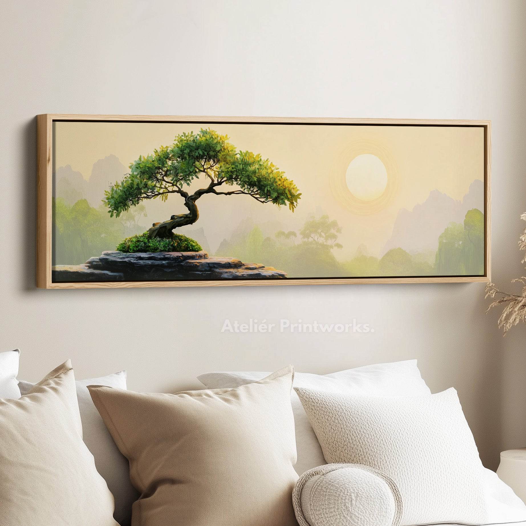 Bonsai Tree Botanical Wall Art Long Panoramic Wall Decor – Atelier ...