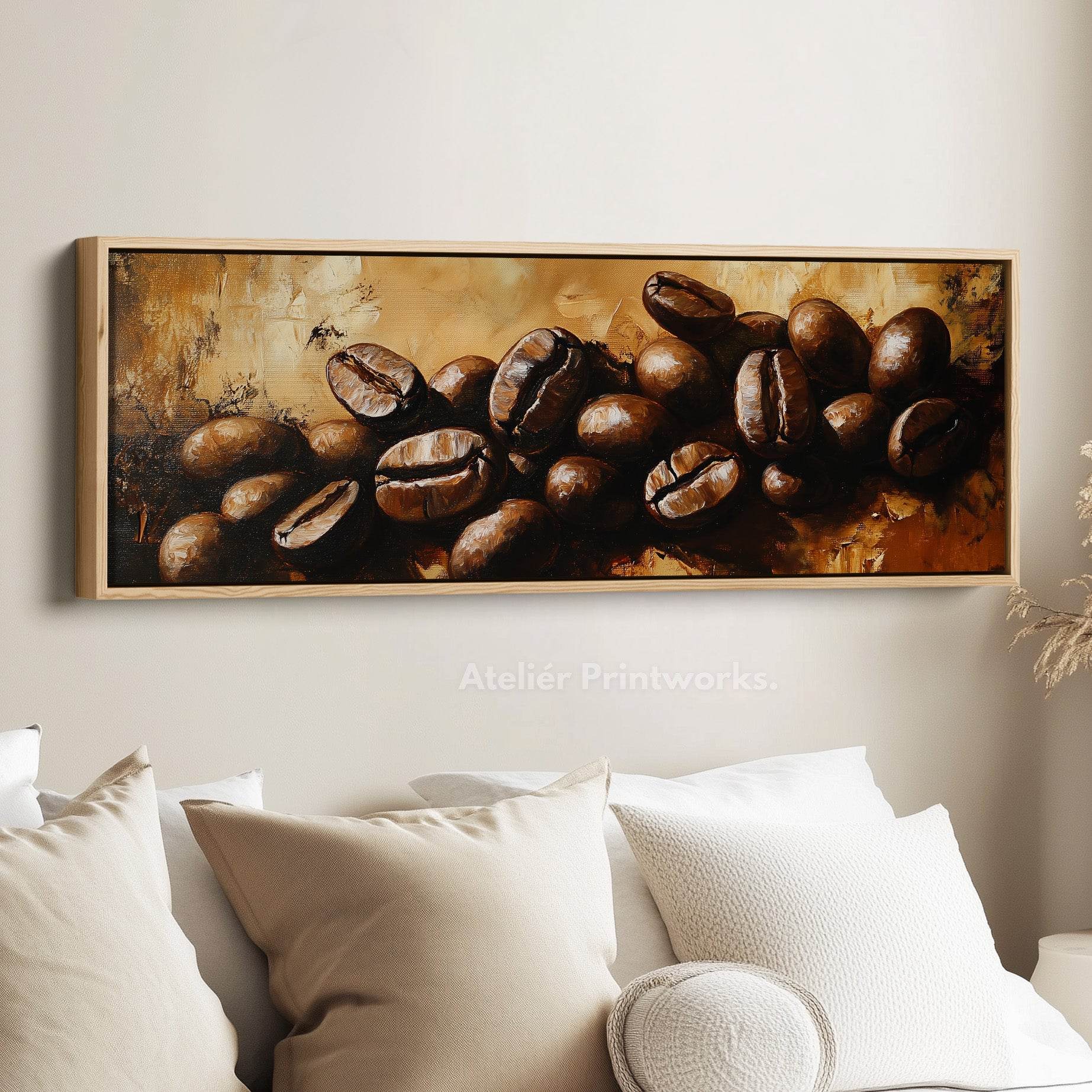 Narrow Coffee Shop Beans Wall Art Long Panoramic Wall Decor – Atelier ...