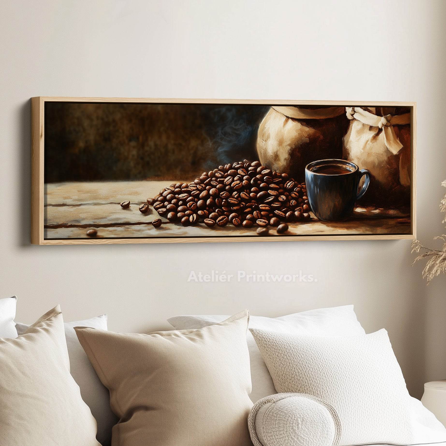 Coffee Shop Beans Narrow Wall Art Long Panoramic Decor – Atelier Printworks