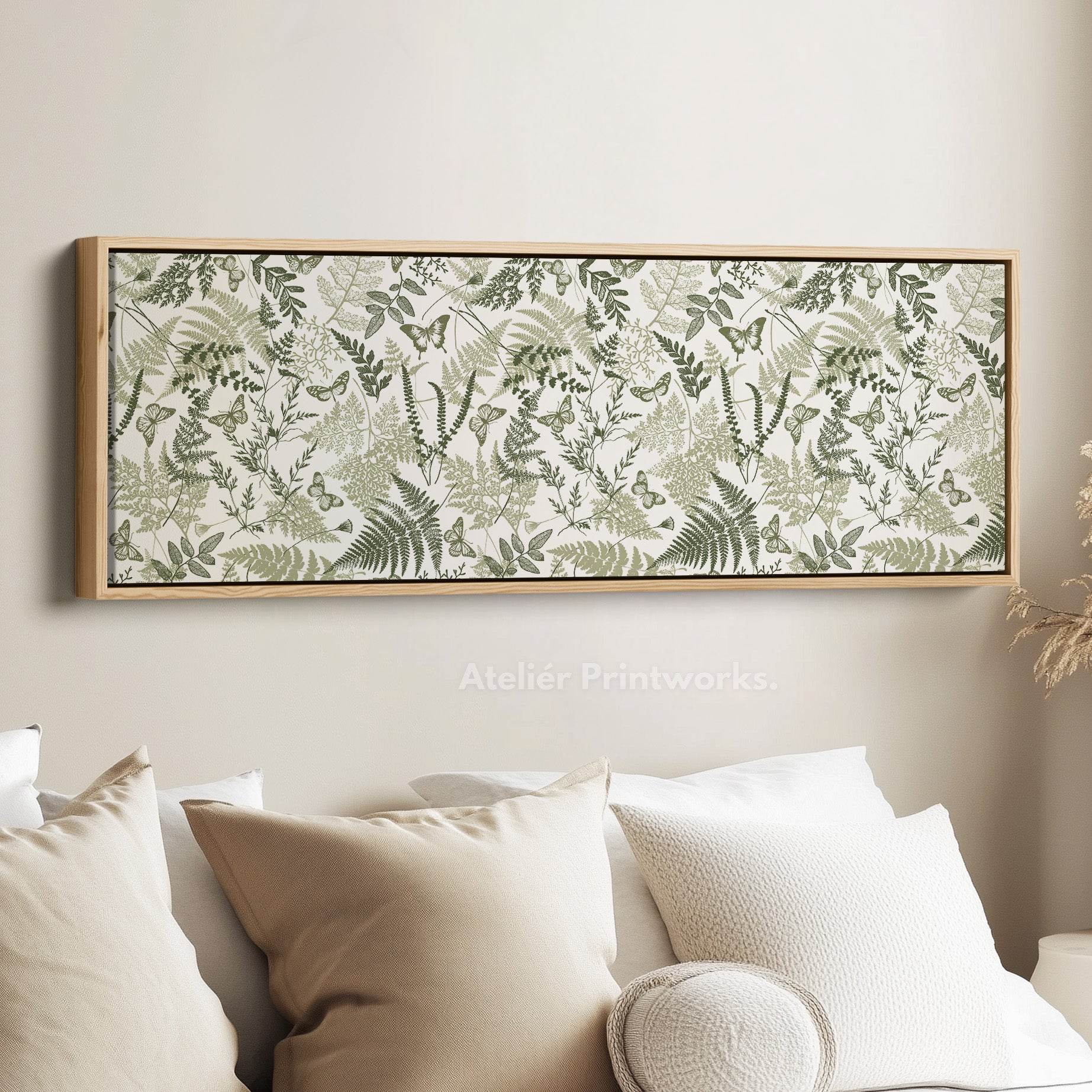 Cottagecore Sage Green Botanical Long Horizontal Wall Art – Atelier ...