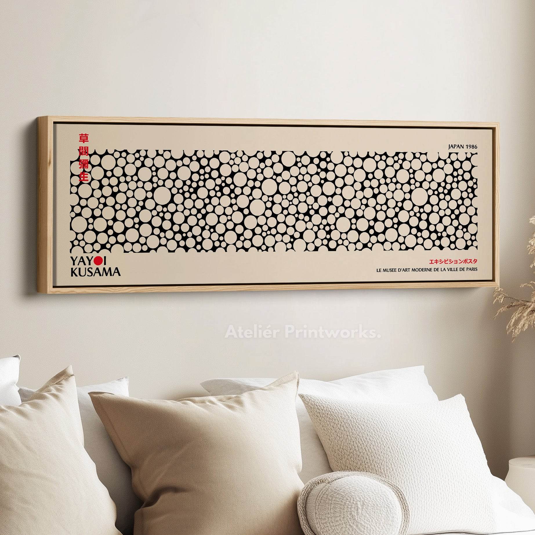 Yayoi Kusama Long Framed Canvas – Large Horizontal Japanese Abstract ...