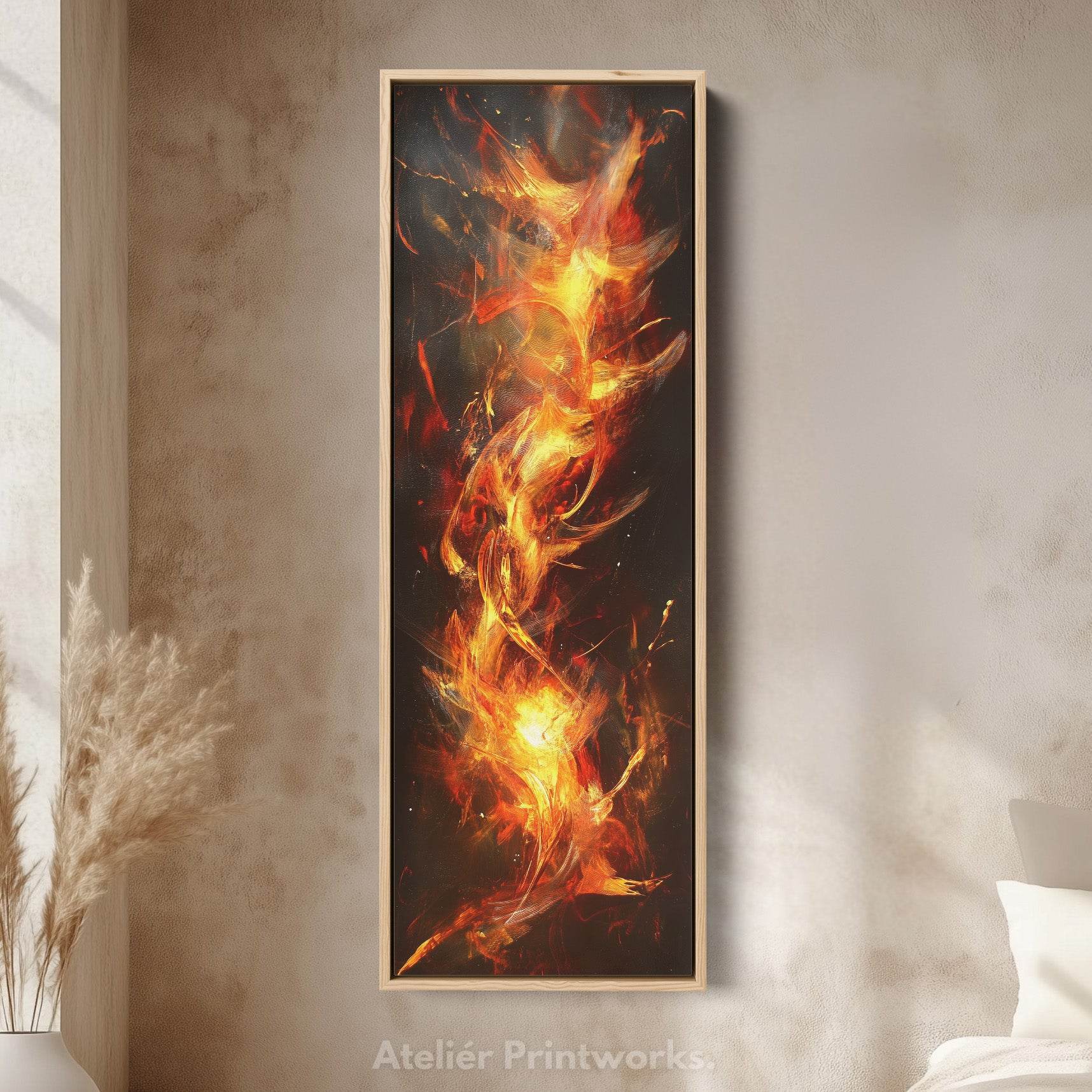 Abstract Flames Long Narrow Vertical Large Canvas Wall Decor – Atelier ...