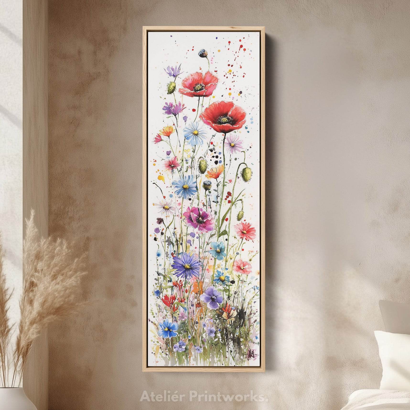 Bedroom Wall Art Vertical Long Decor Wild Flowers – Atelier Printworks