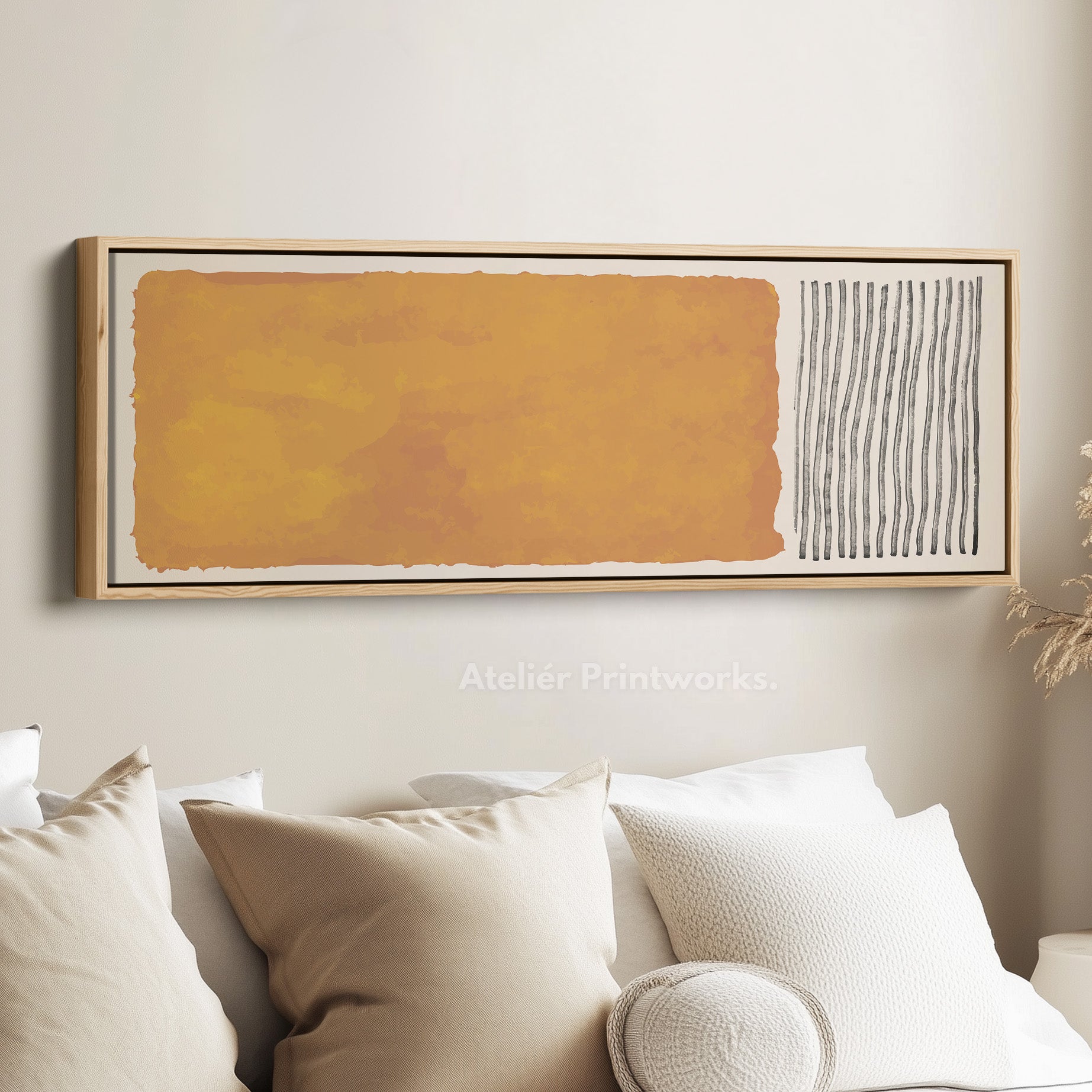 Long Canvas Modern Block Art In Earthy Brown And Grey – Atelier Printworks