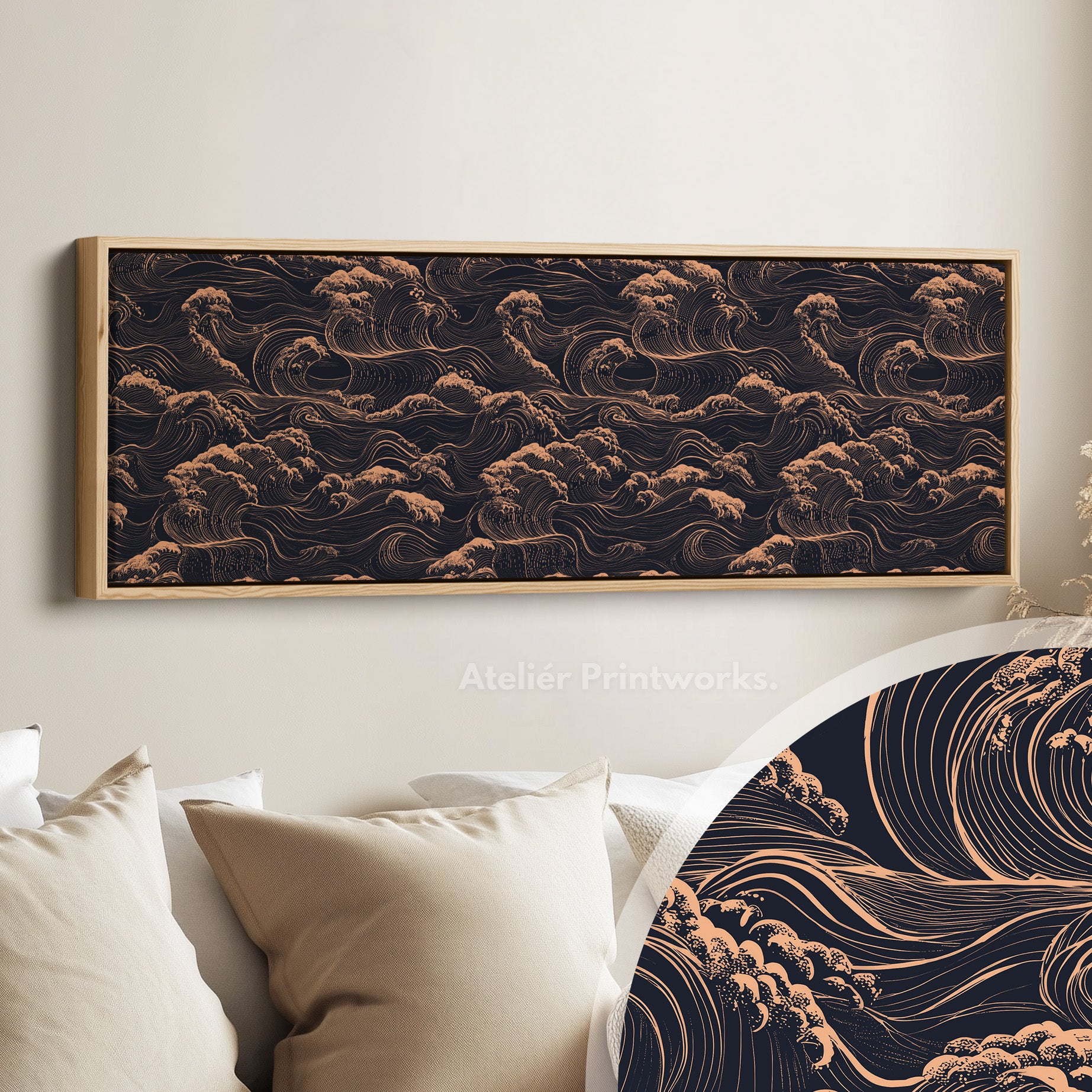 Japanese Waves Long Horizontal Wall Art – Atelier Printworks