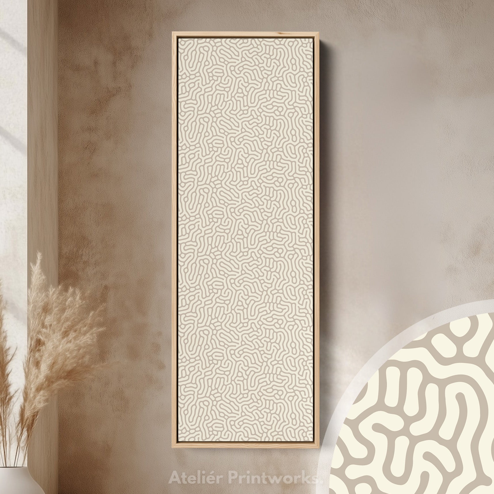 Vertical Long Wall Art Organic Beige Pattern Wall Art – Atelier Printworks