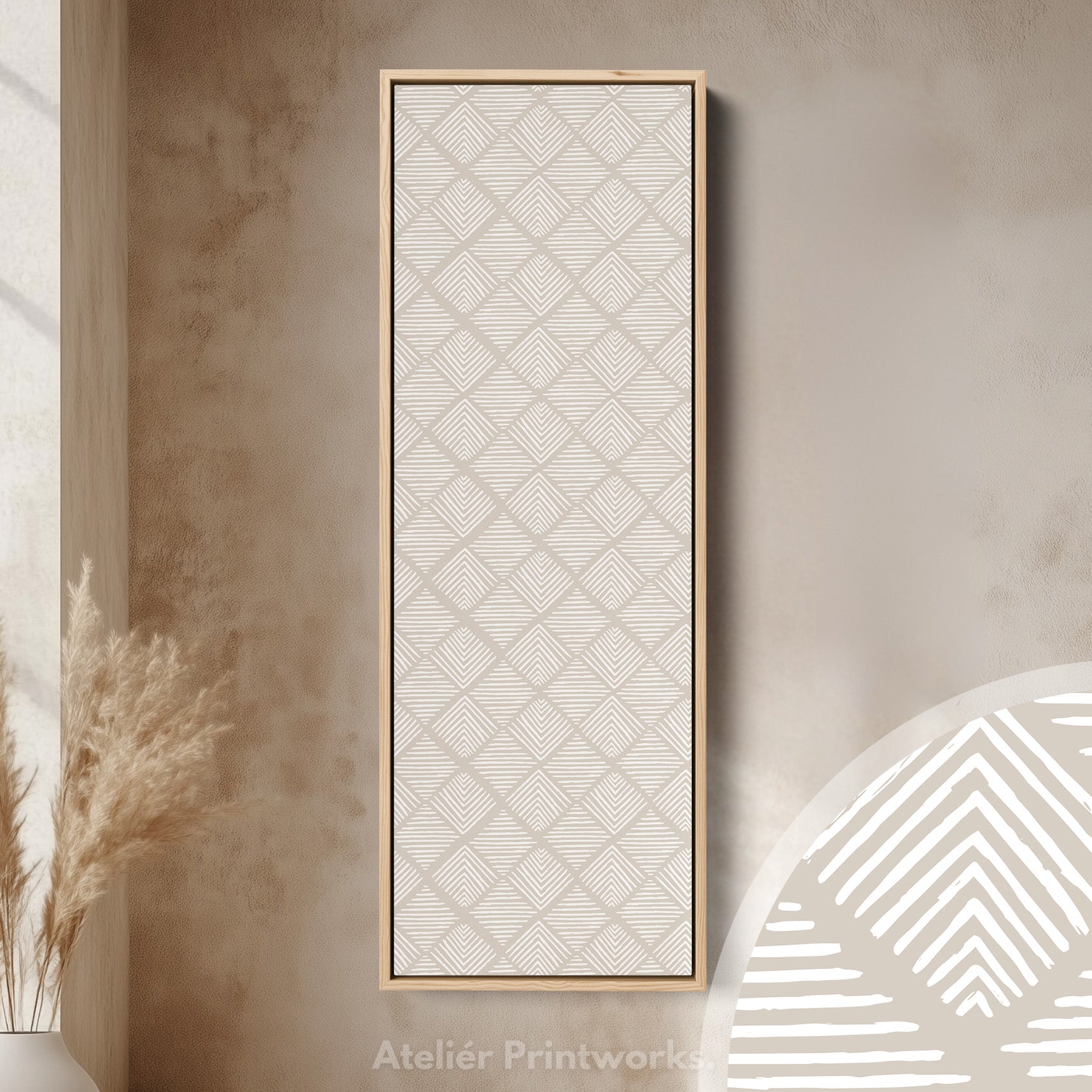 Vertical Wall Art Beige Geometric Pattern – Atelier Printworks