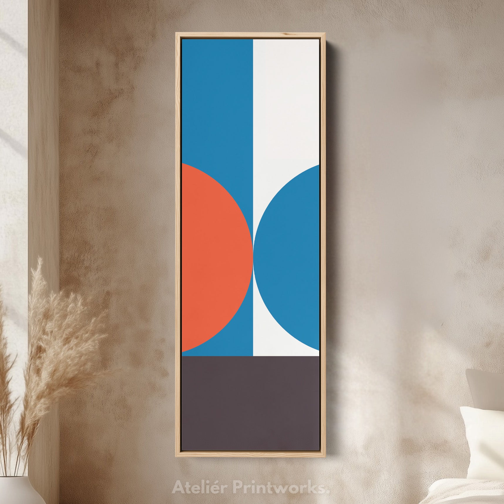 Minimalist Color Block Vertical Framed Canvas Wall Art for Office or H ...