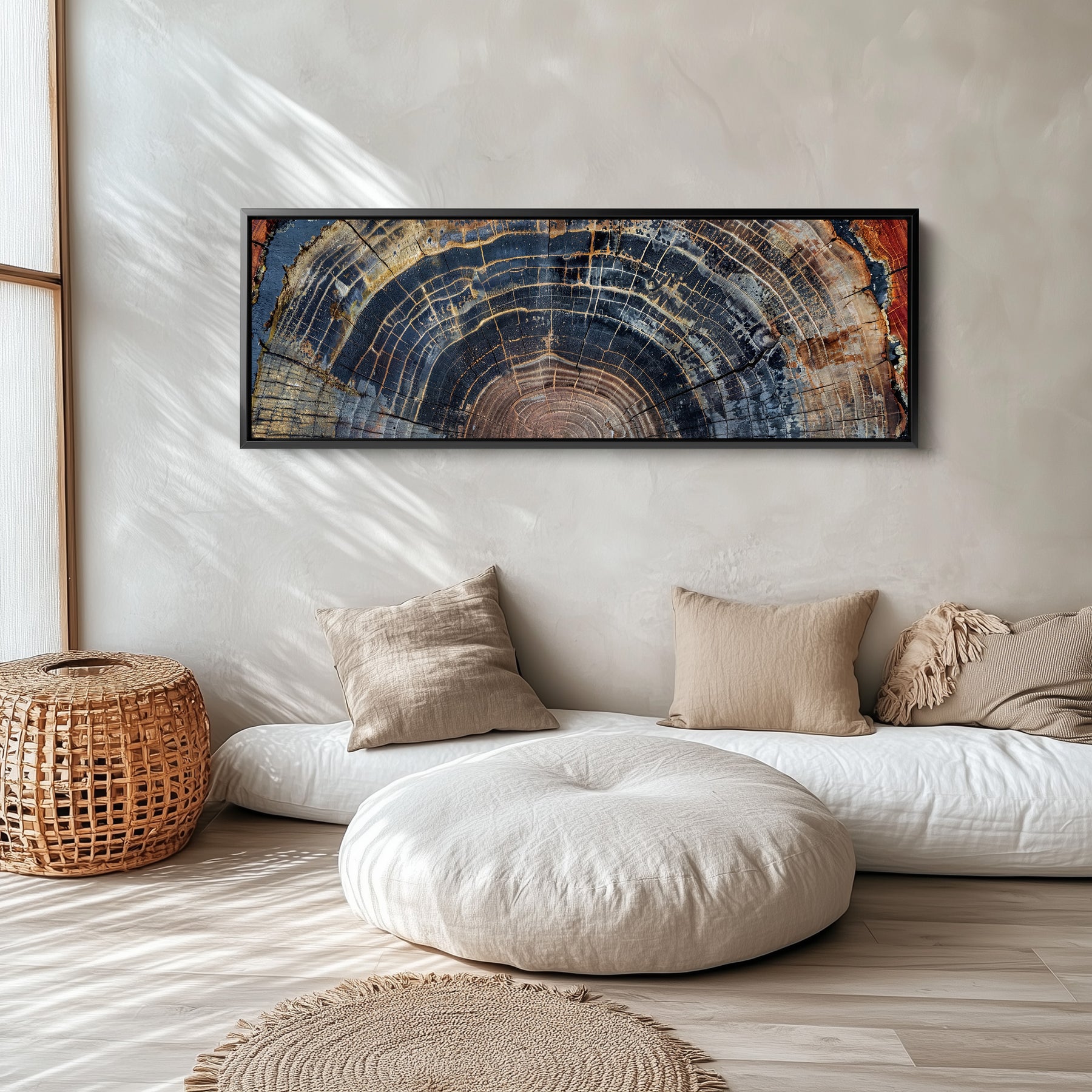 Wide Wall Art Tree Ring Cross Section Long Canvas For Office – Atelier ...