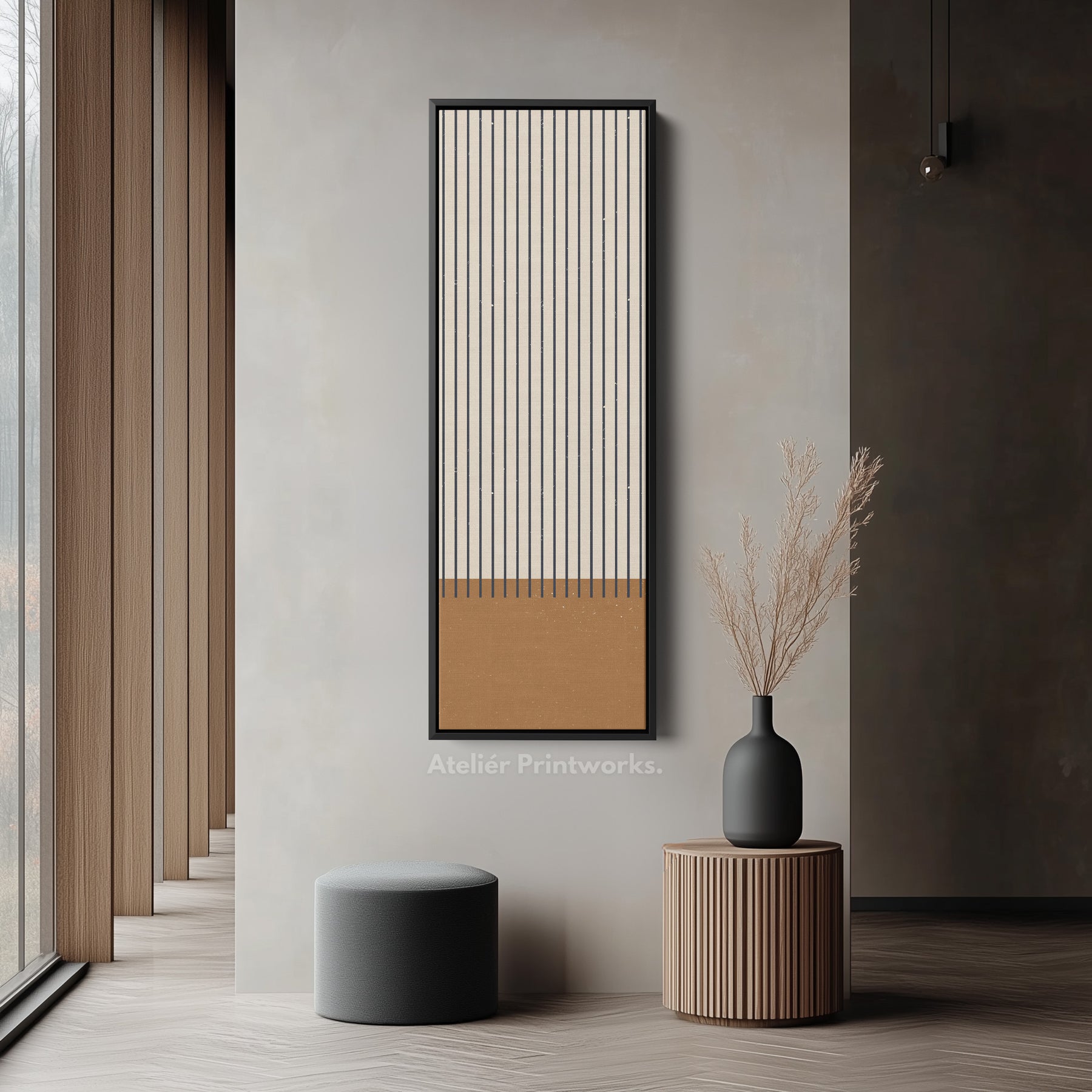 Minimalist Sun and Stripes Narrow Vertical Canvas Wall Art for Entrywa ...